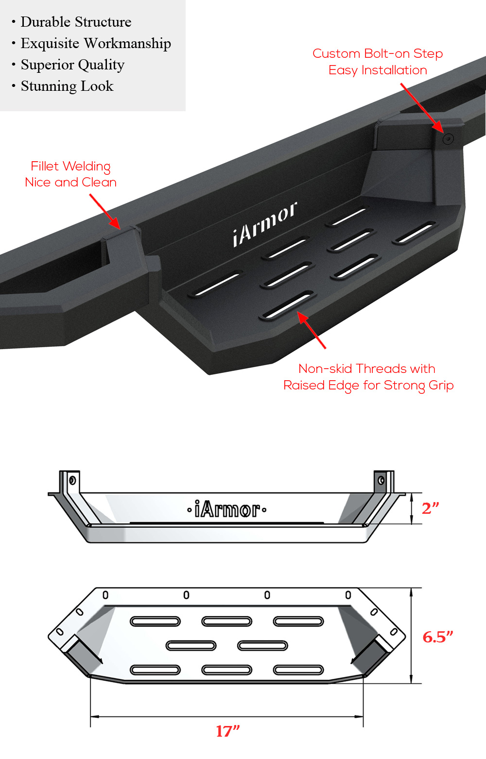 iArmor Off-Road Drop Steps Armor Fit 87-06 Jeep Wrangler TJ YJ 2Dr | eBay