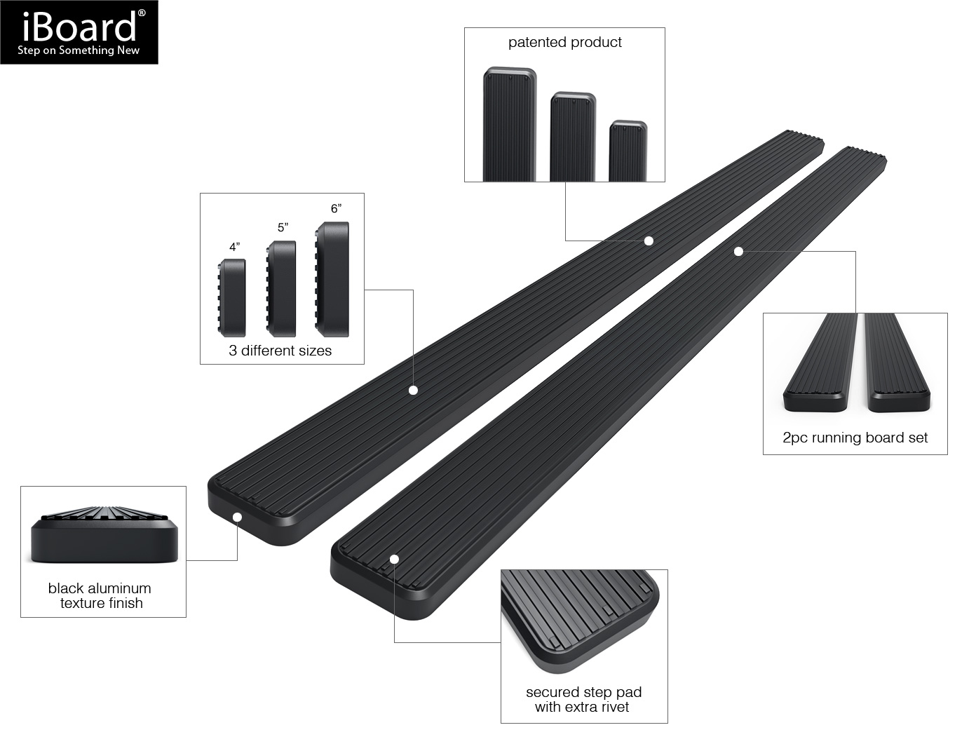 Wheel to Wheel Running Boards 6in Fit 07-18 Silverado Sierra Crew Cab 5 ...